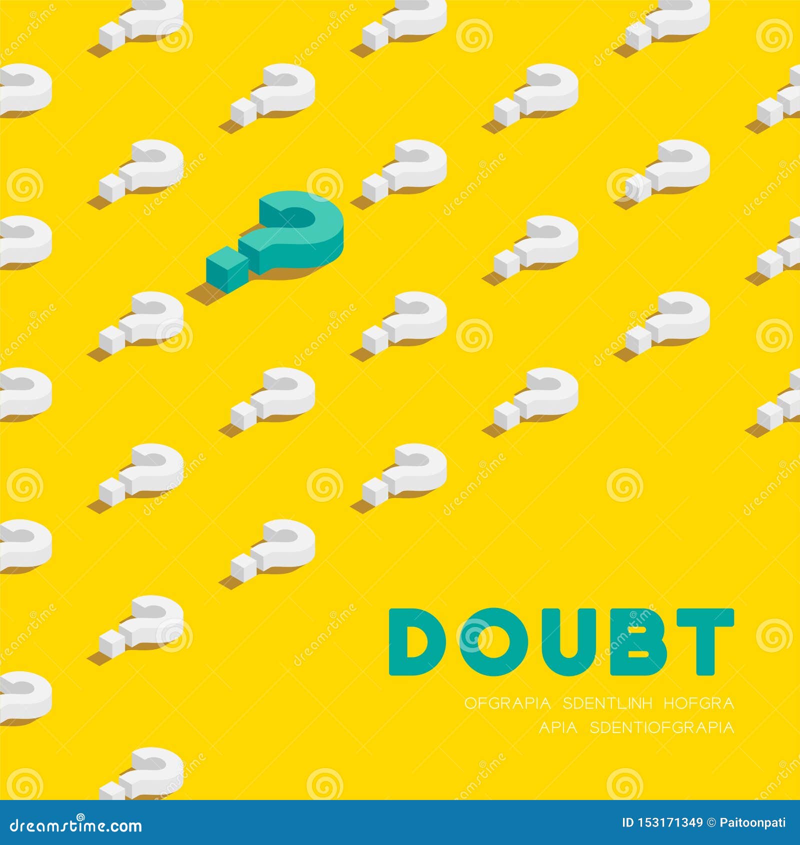 Question Mark Symbol 3D Isometric Pattern, Doubt Concept Poster and ...