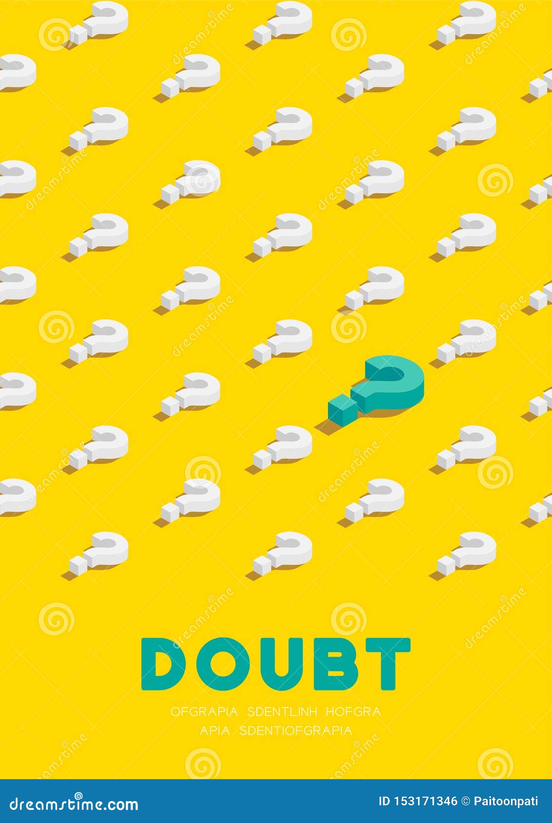 Question Mark Symbol 3D Isometric Pattern, Doubt Concept Poster and ...