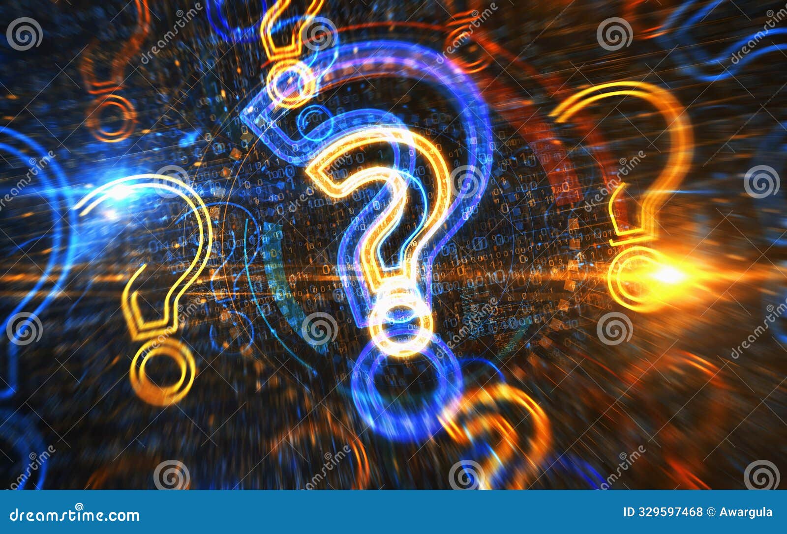 Question Mark Symbol Digital Concept 3d Illustration Stock Illustration ...