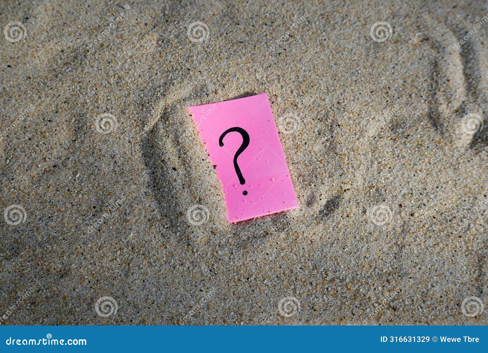 Question Mark Symbol on Pink Paper on the Sand. Stock Image - Image of ...