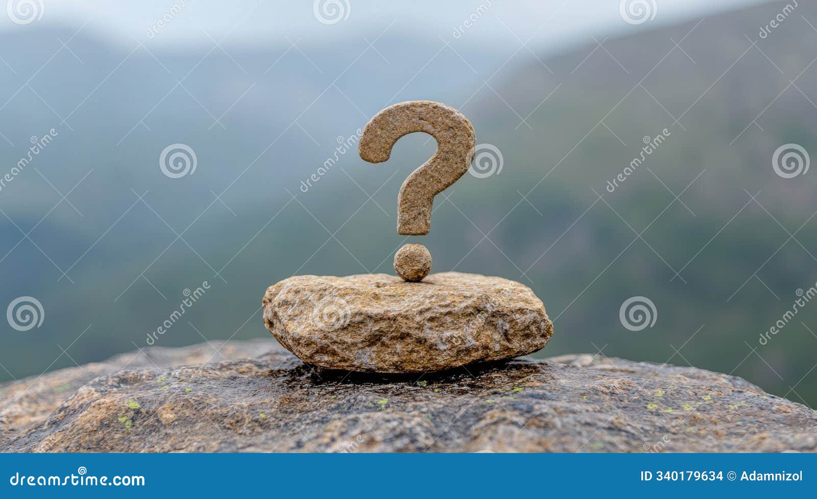 Question Mark Symbol on Rock in Nature Stock Illustration ...