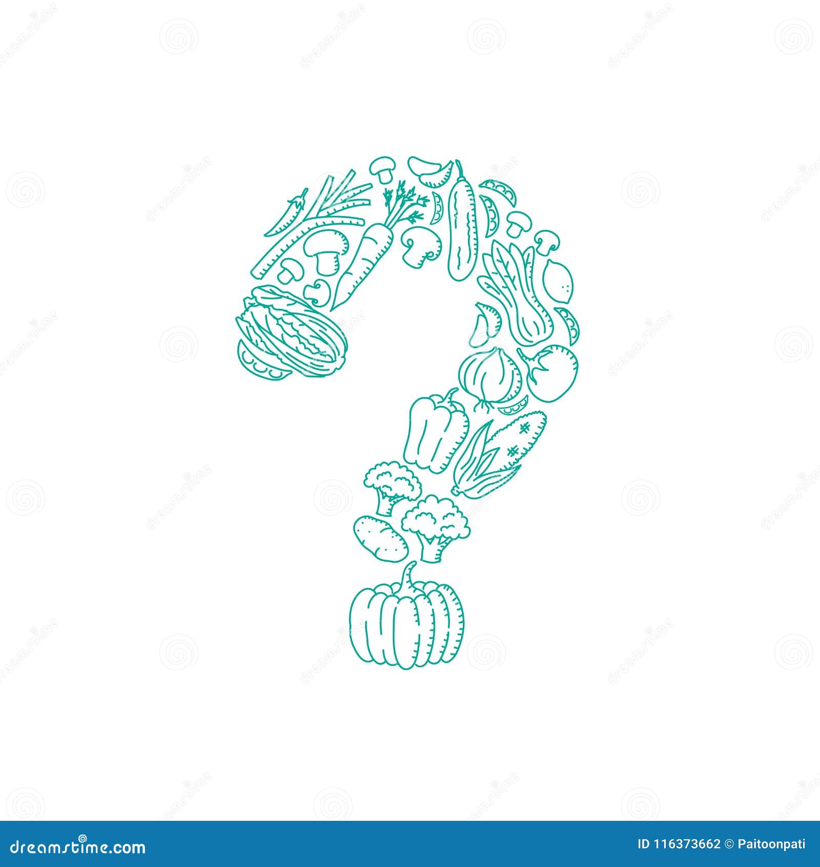 Question Mark Symbol Vegetable Pattern Set Illustration Kids Hand ...