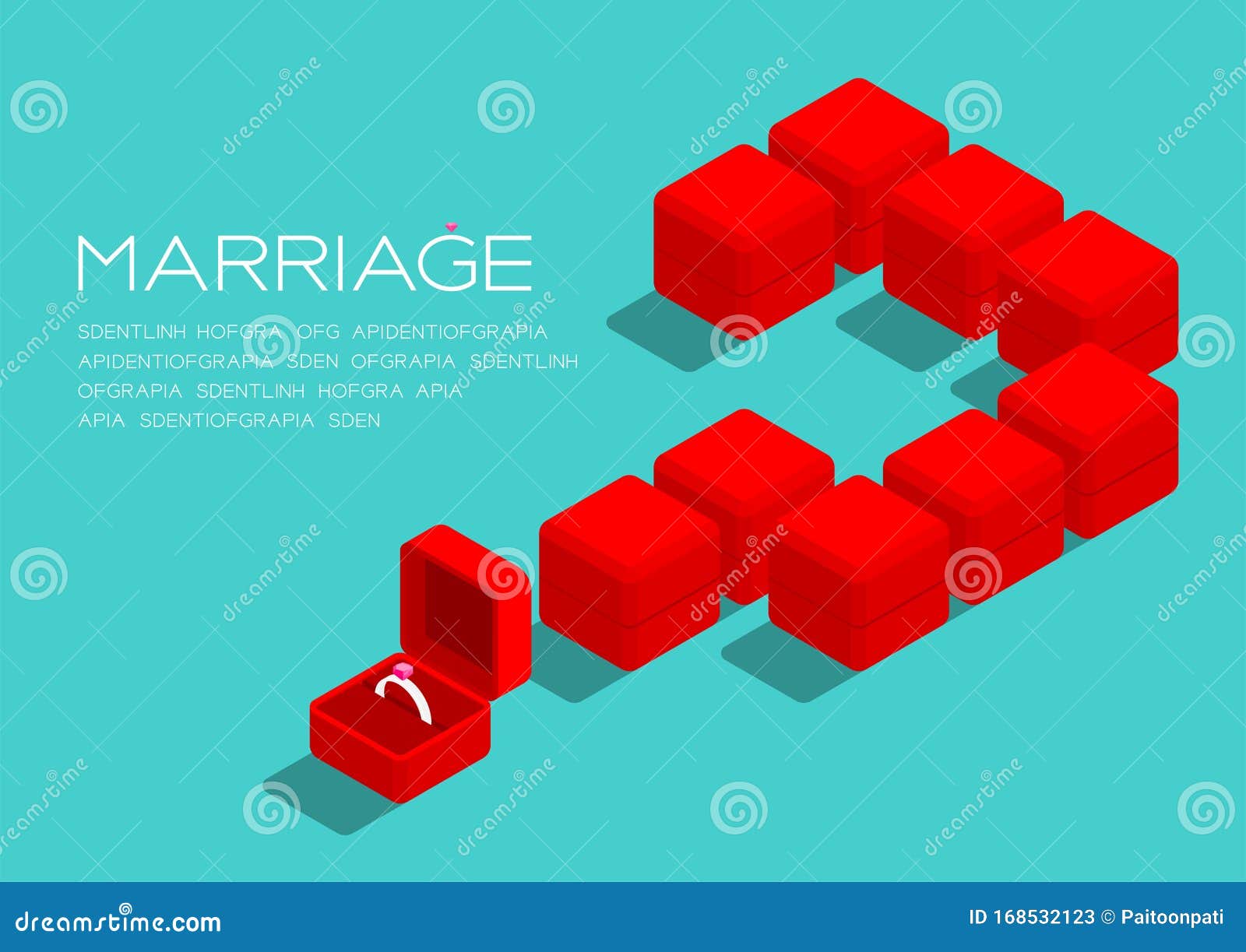Question Mark Symbol from Wedding Ring Box 3D Isometric Pattern ...