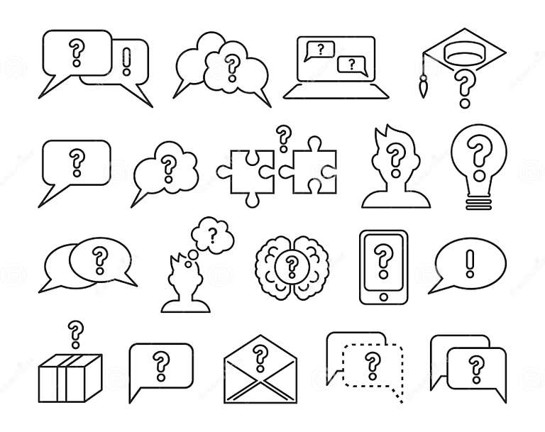 Question Mark. Think and Speech Bubbles. Problem Icons. Persons Doubt ...