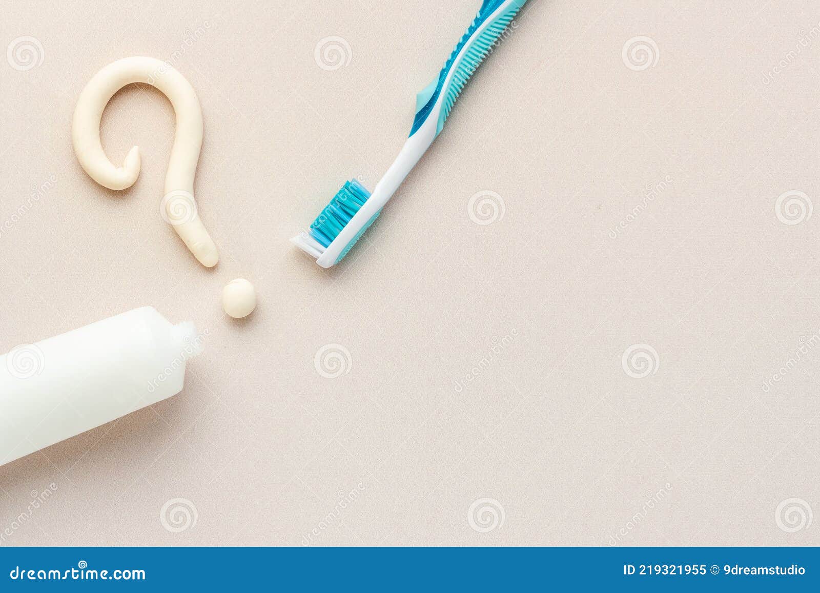 Question Mark of Toothpaste with Toothbrush, Top View. Oral Care and ...