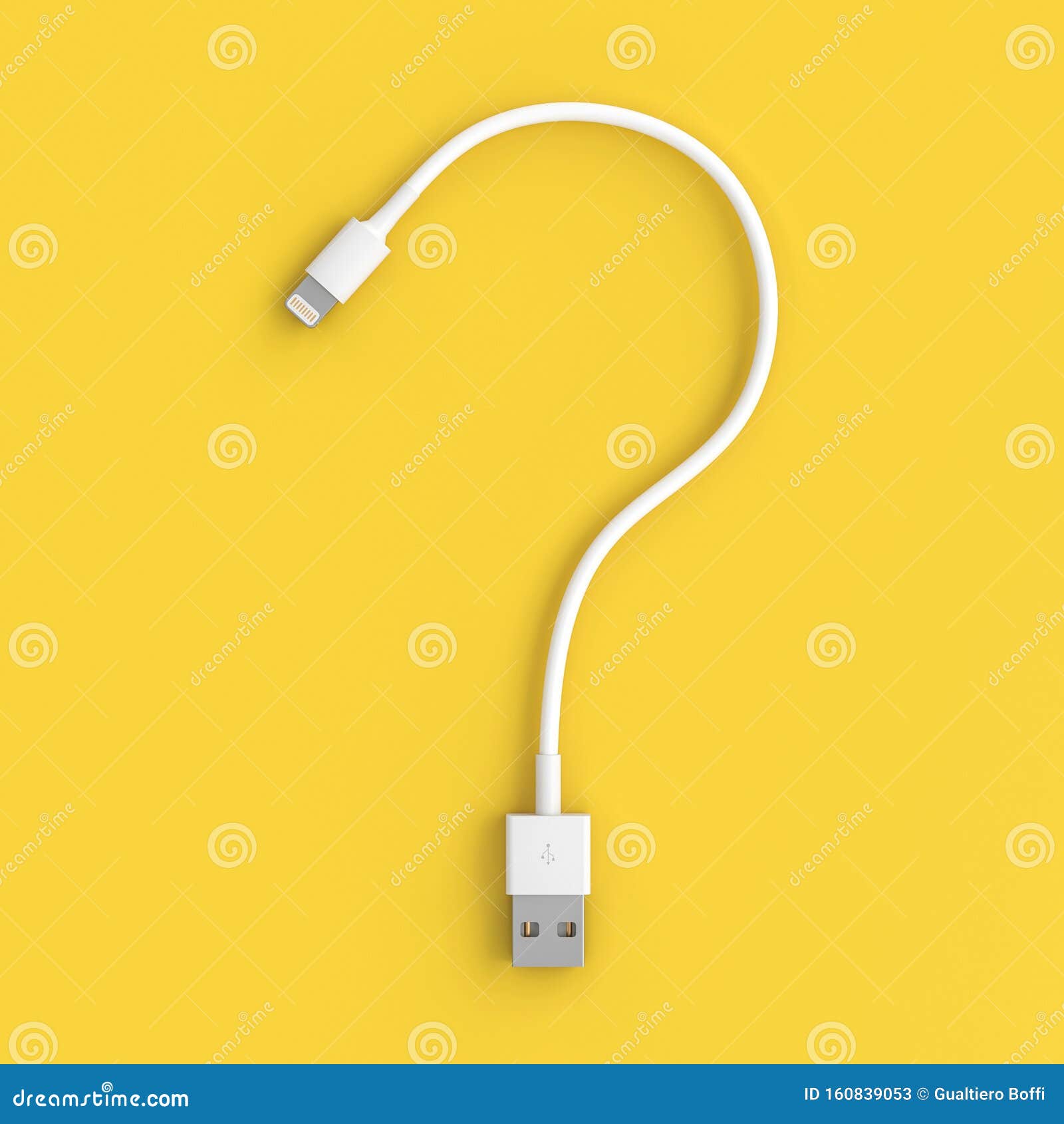 Question Mark Usb Cable on a Yellow Background Stock Image - Image of ...