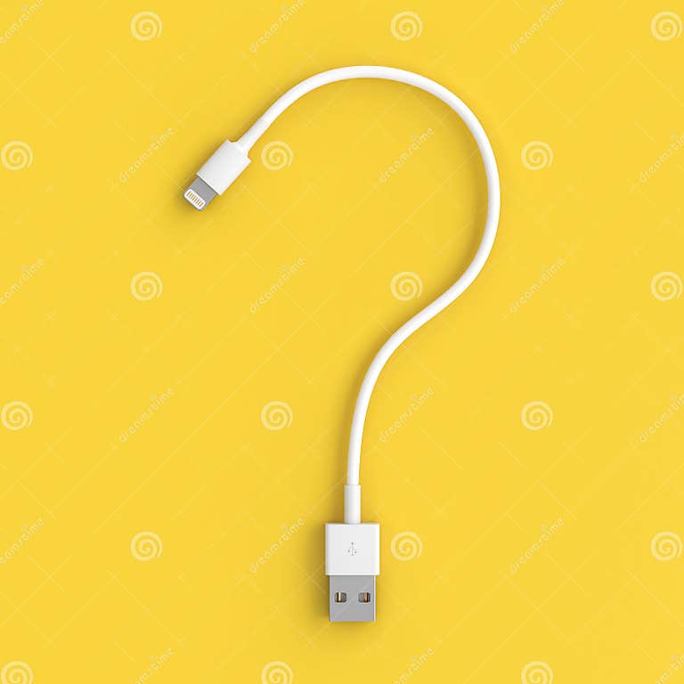 Question Mark Usb Cable on a Yellow Background Stock Image - Image of ...