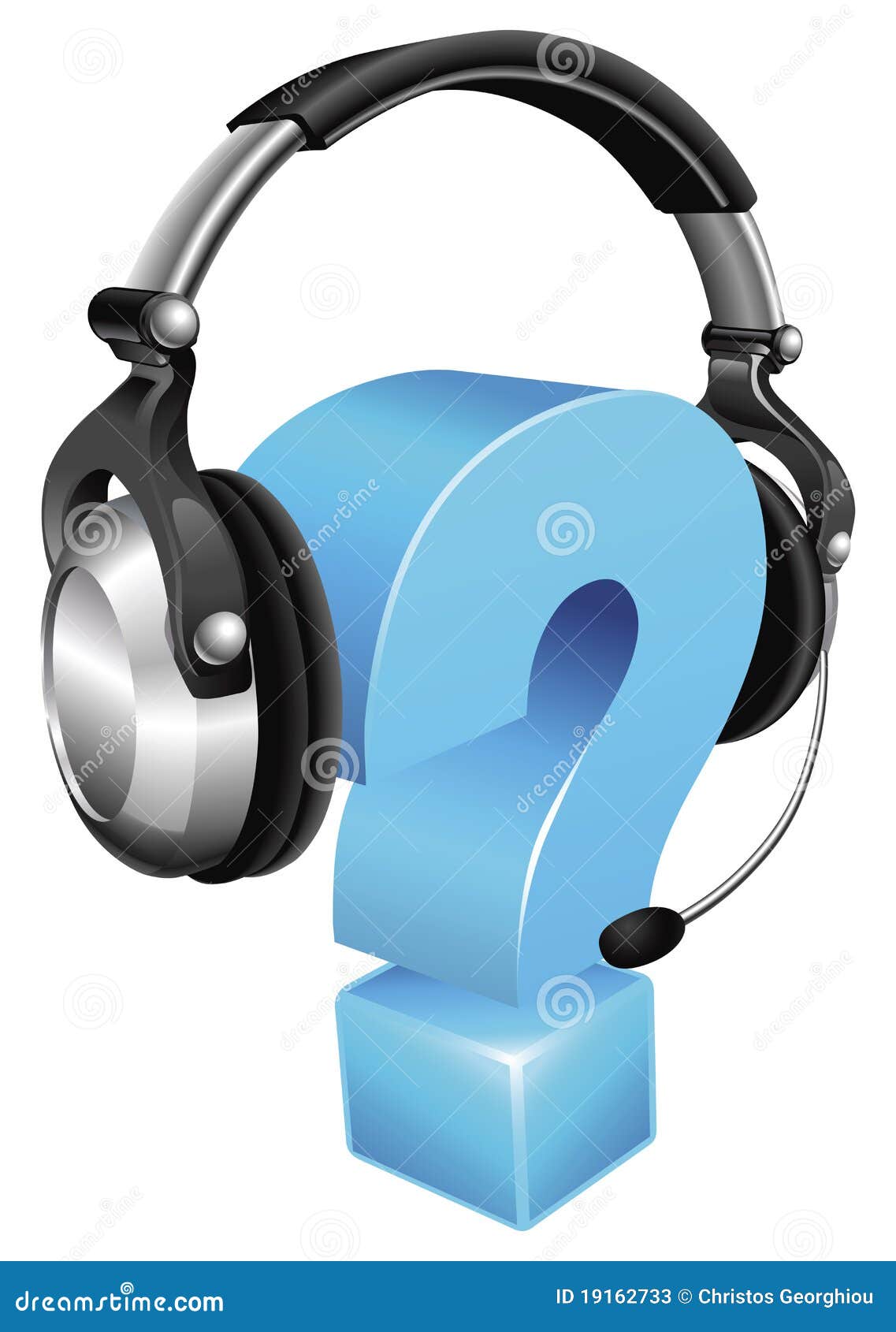 Question Mark Wearing Headset Stock Vector - Illustration of center, contact: 19162733