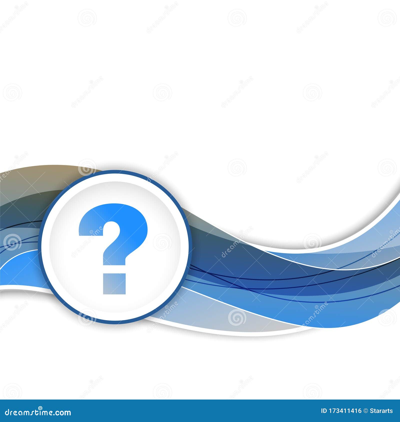 Question Mark Web Template with Blue Wave Stock Vector - Illustration ...