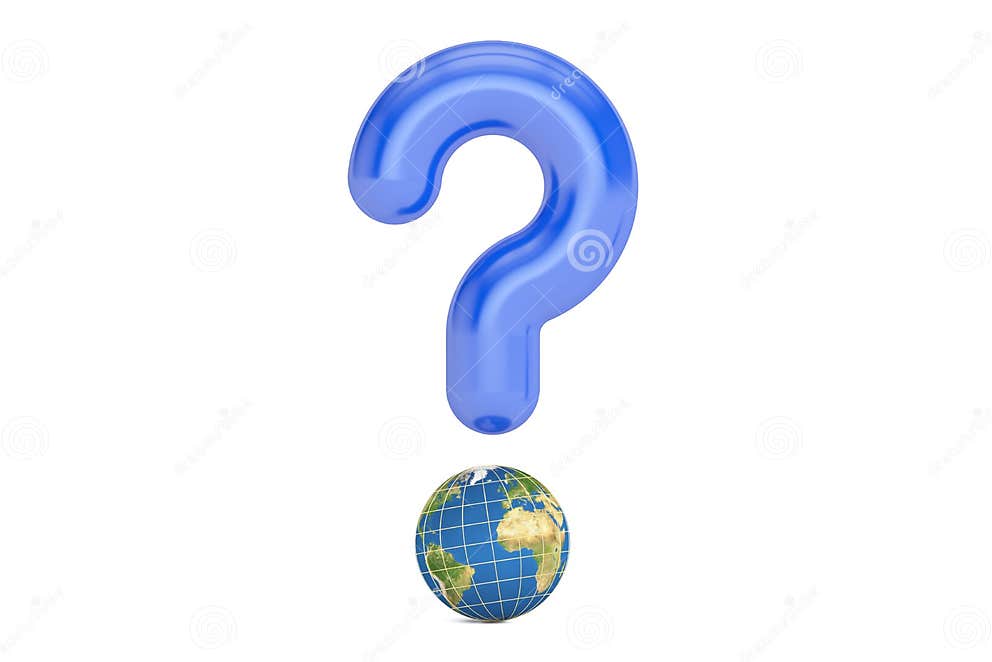 Question Mark with World, 3D Rendering Stock Illustration ...