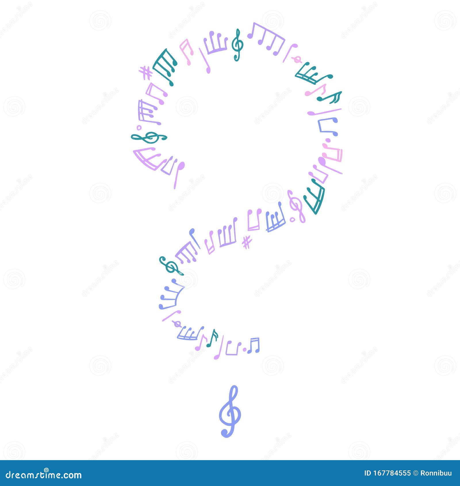 The Question Mark is Written in Musical Notes. Stock Vector ...