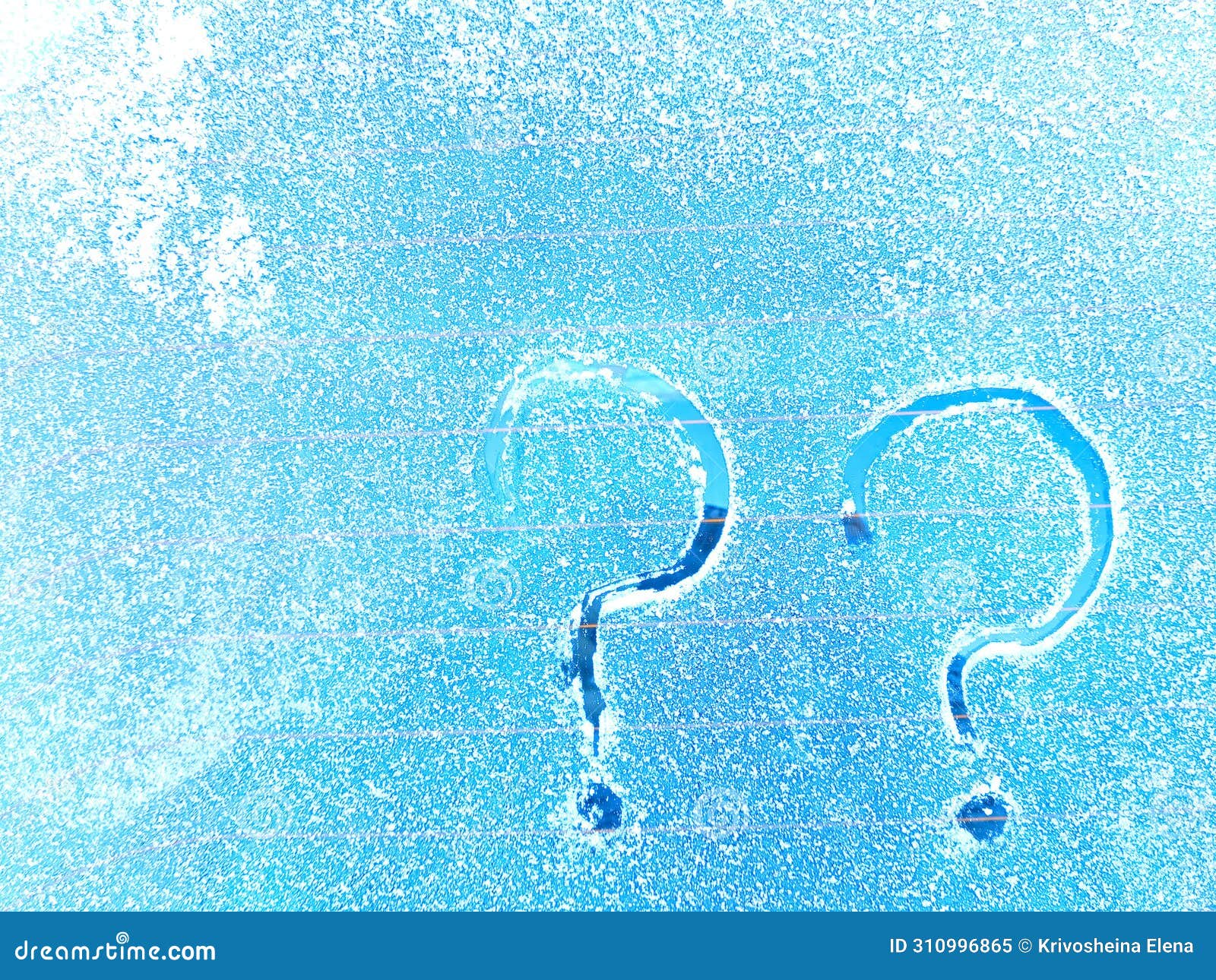 A Question Mark Written in the Snow. the Cold Frosty Texture of the ...