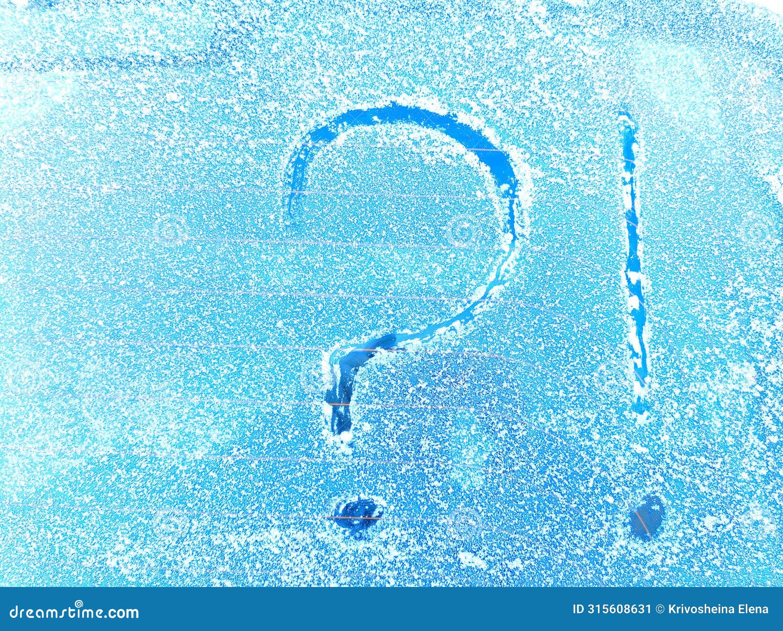 A Question Mark Written in the Snow. the Cold Frosty Texture of the ...