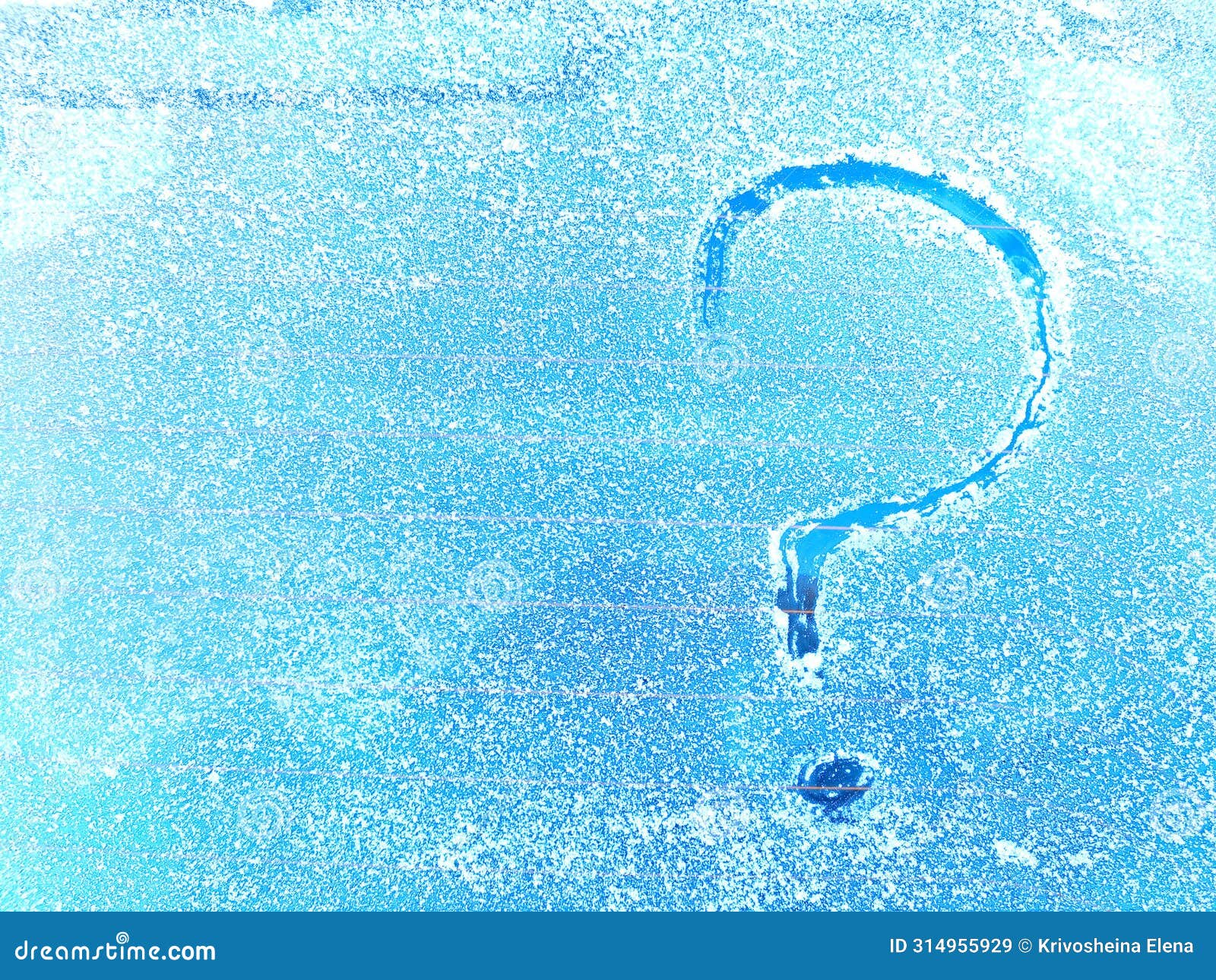 A Question Mark Written in the Snow. the Cold Frosty Texture of the ...