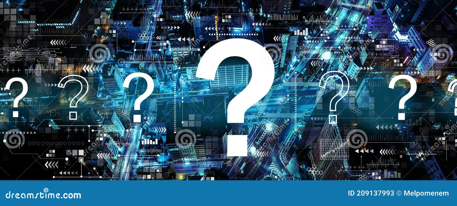 Question Marks with Aerial View of City Stock Illustration ...