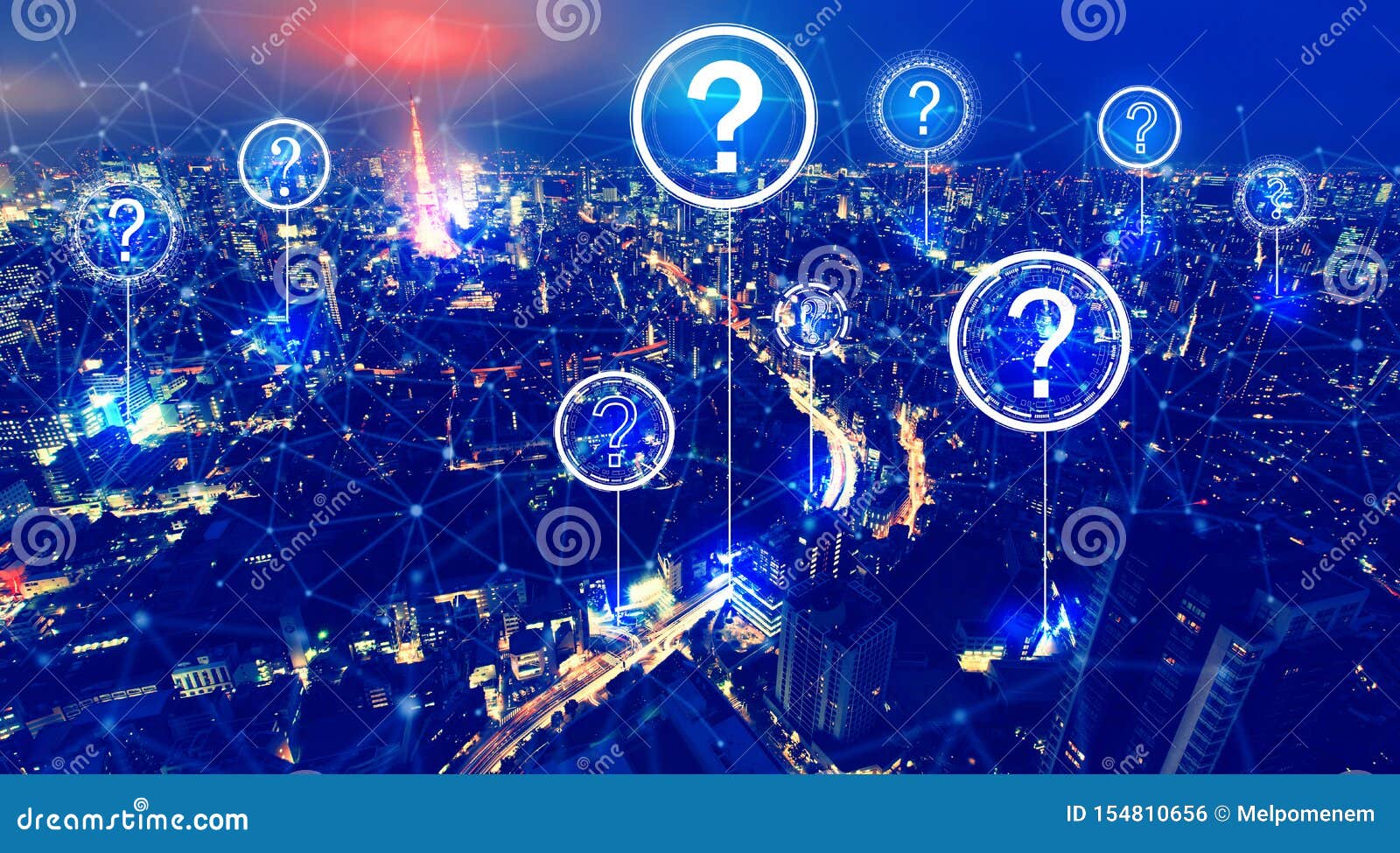 Question Marks with Aerial View of Tokyo Stock Photo - Image of ...