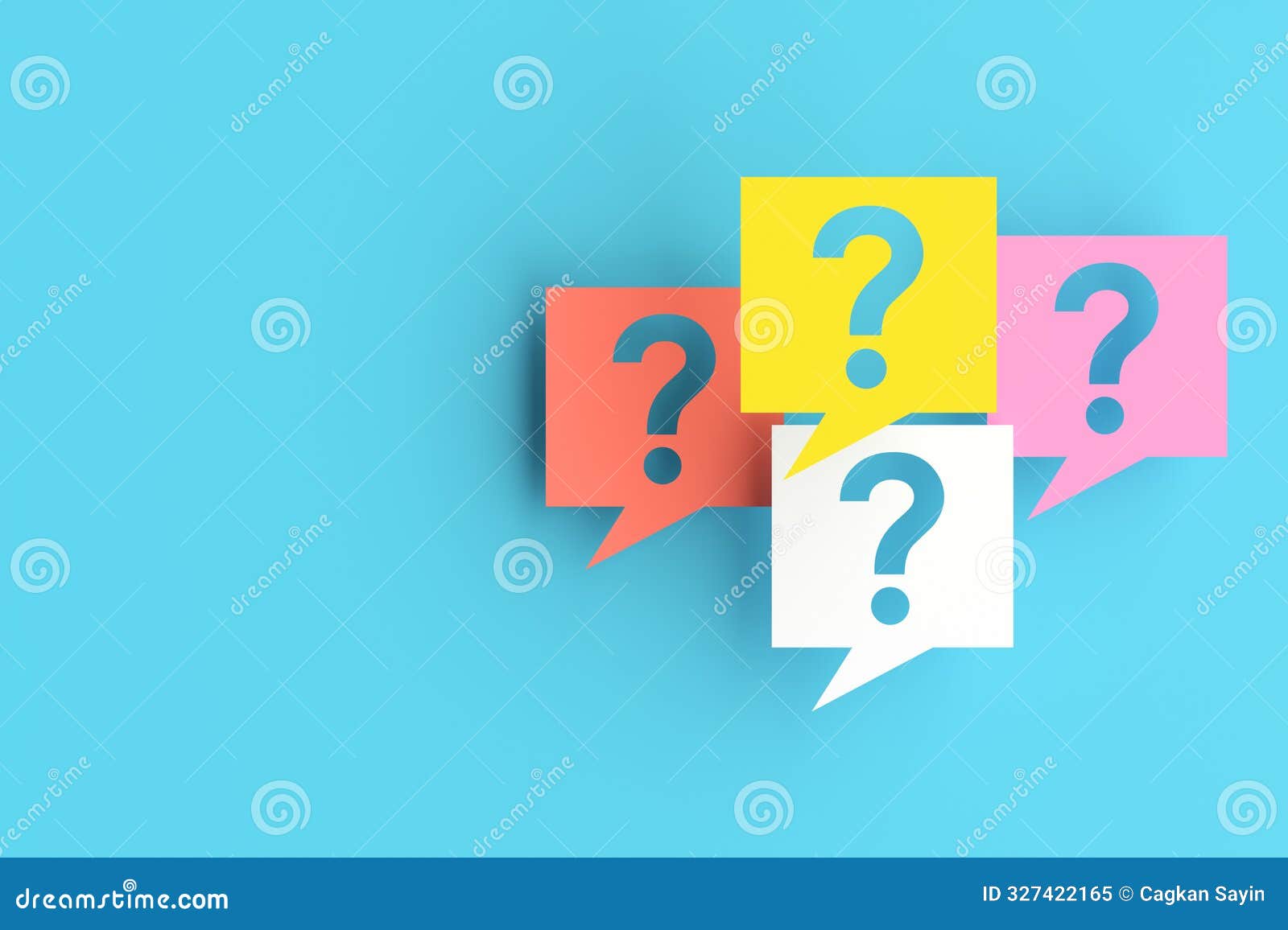 Question Marks Appearing in Speech Bubbles on Blue Background Stock ...