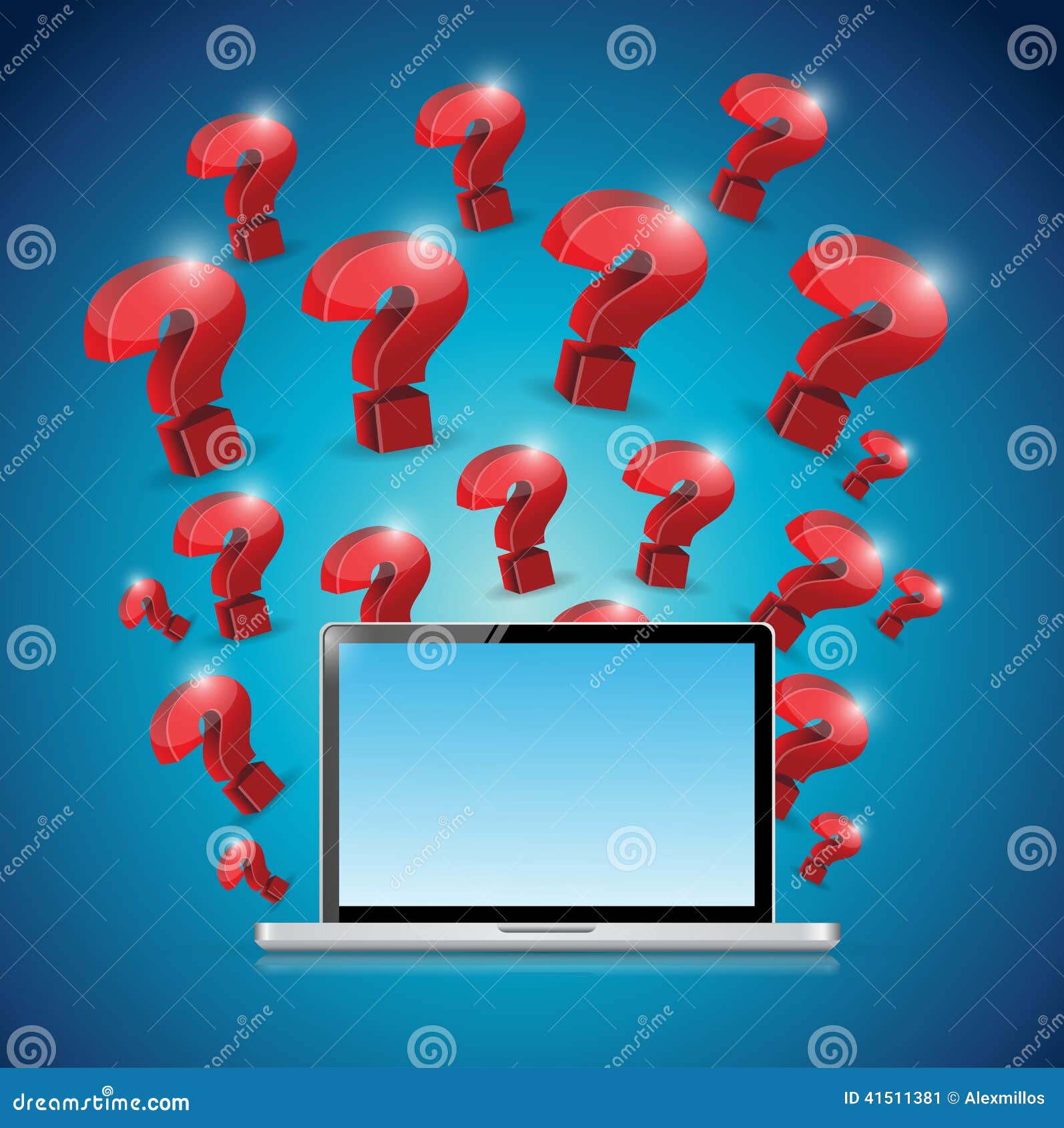 Question Marks Around Laptop. Illustration Design Stock Illustration ...