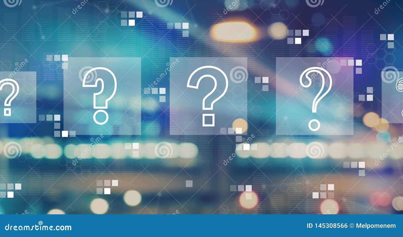 Question Marks with Blurred City Lights Stock Photo - Image of ...