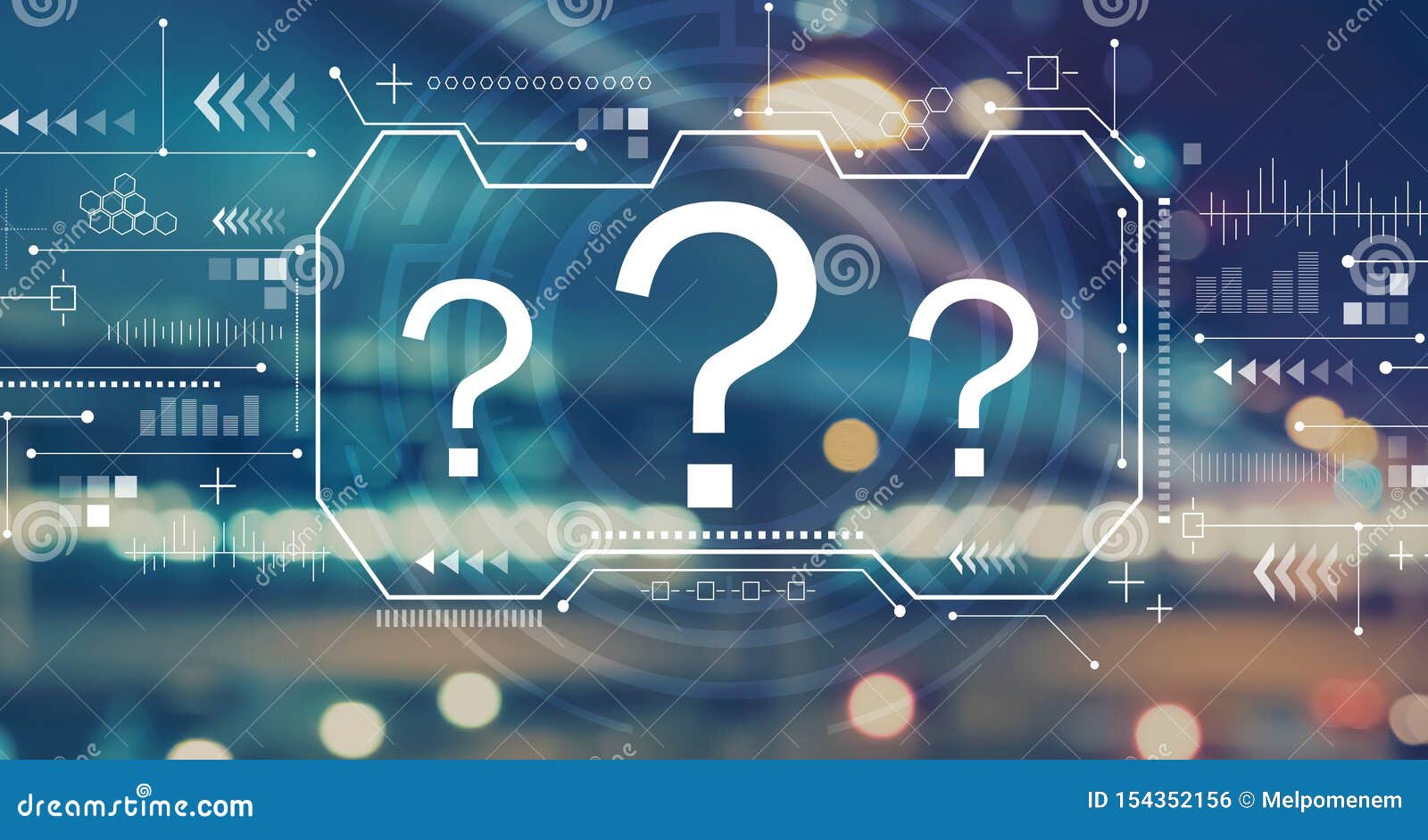 Question Marks with Blurred City Lights Stock Photo - Image of blur ...