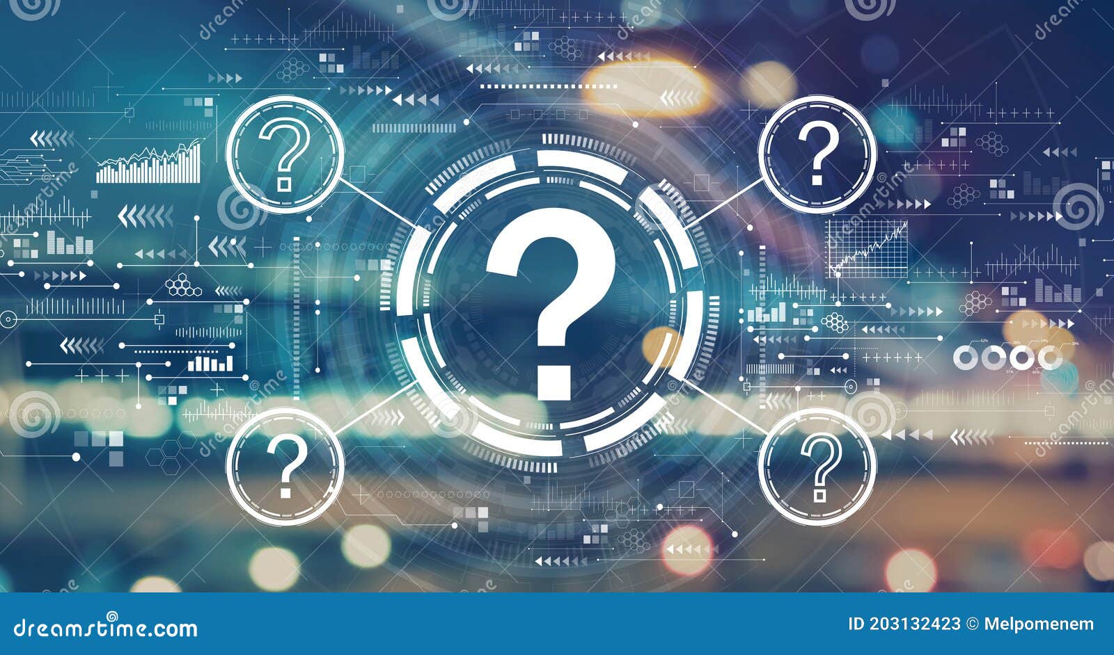 Question Marks with Blurred City Lights Stock Illustration ...