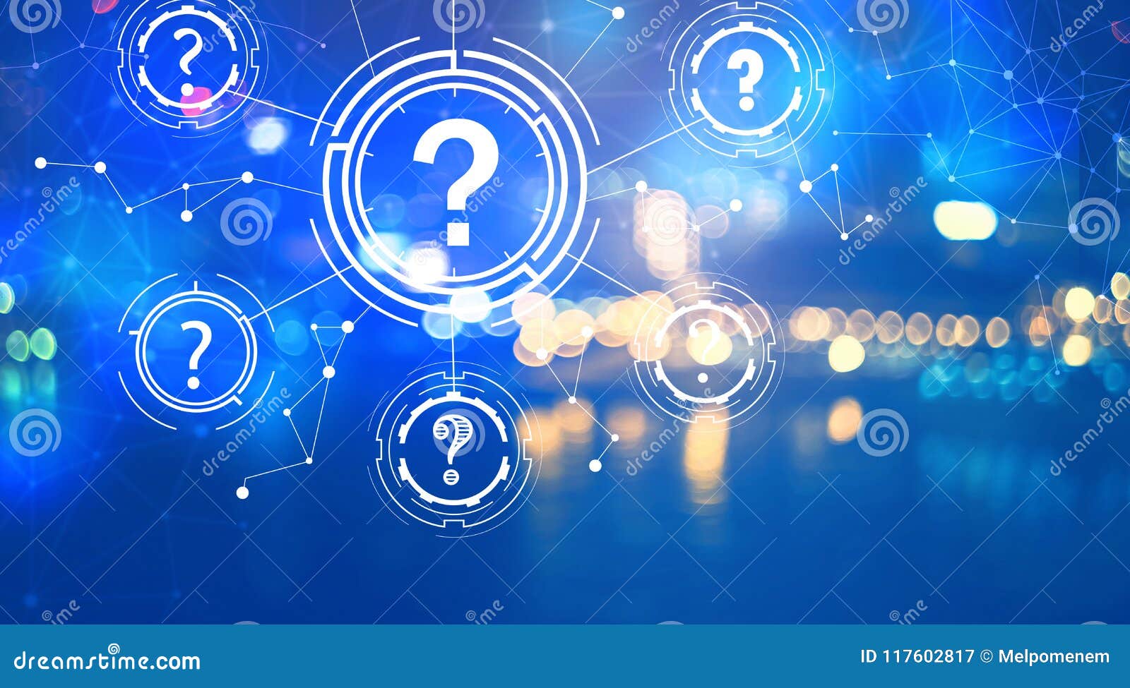 Quetion Marks with City Lights at Night Stock Illustration ...