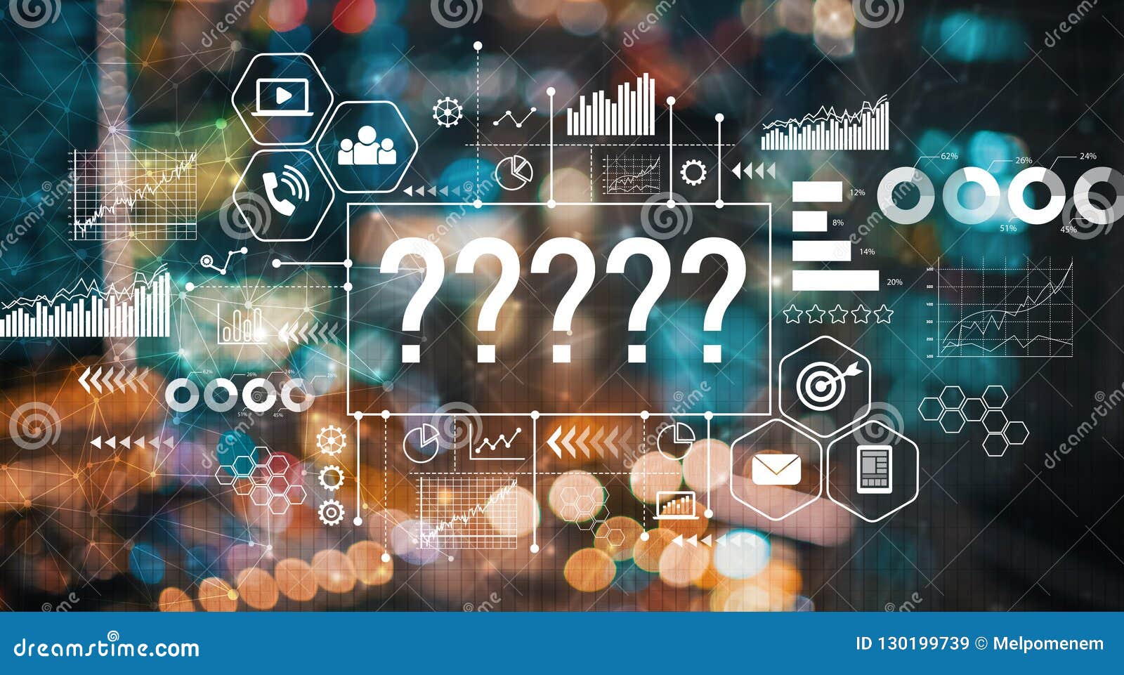 Question Marks with Blurred City Lights Stock Illustration ...