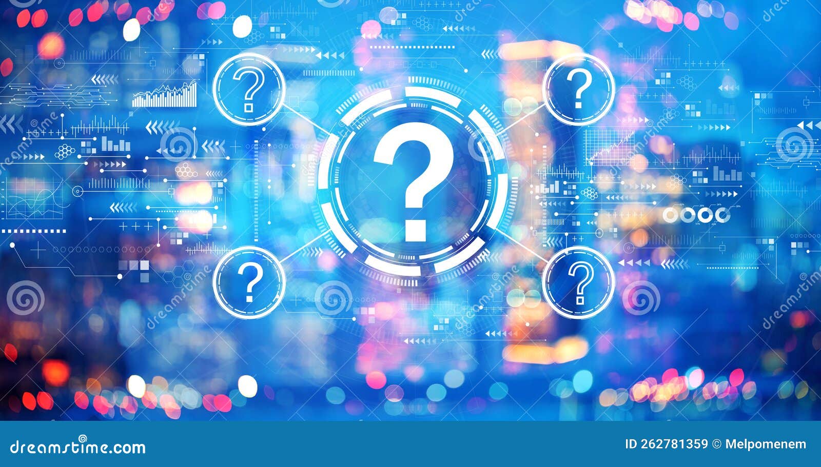 Question Marks with Blurred City at Night Stock Image - Image of ...