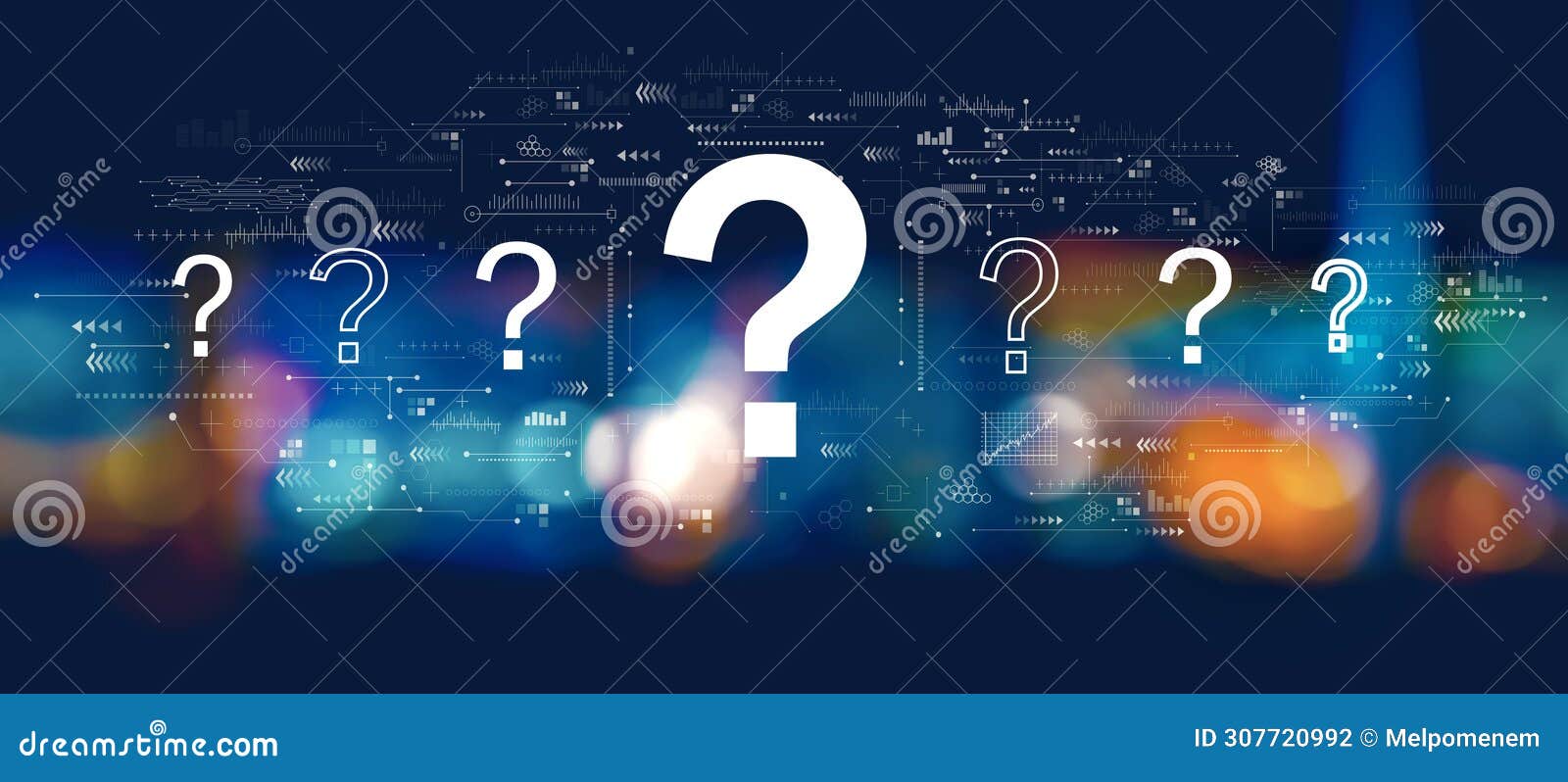 Question Marks with Blurred City at Night Stock Photo - Image of choice ...