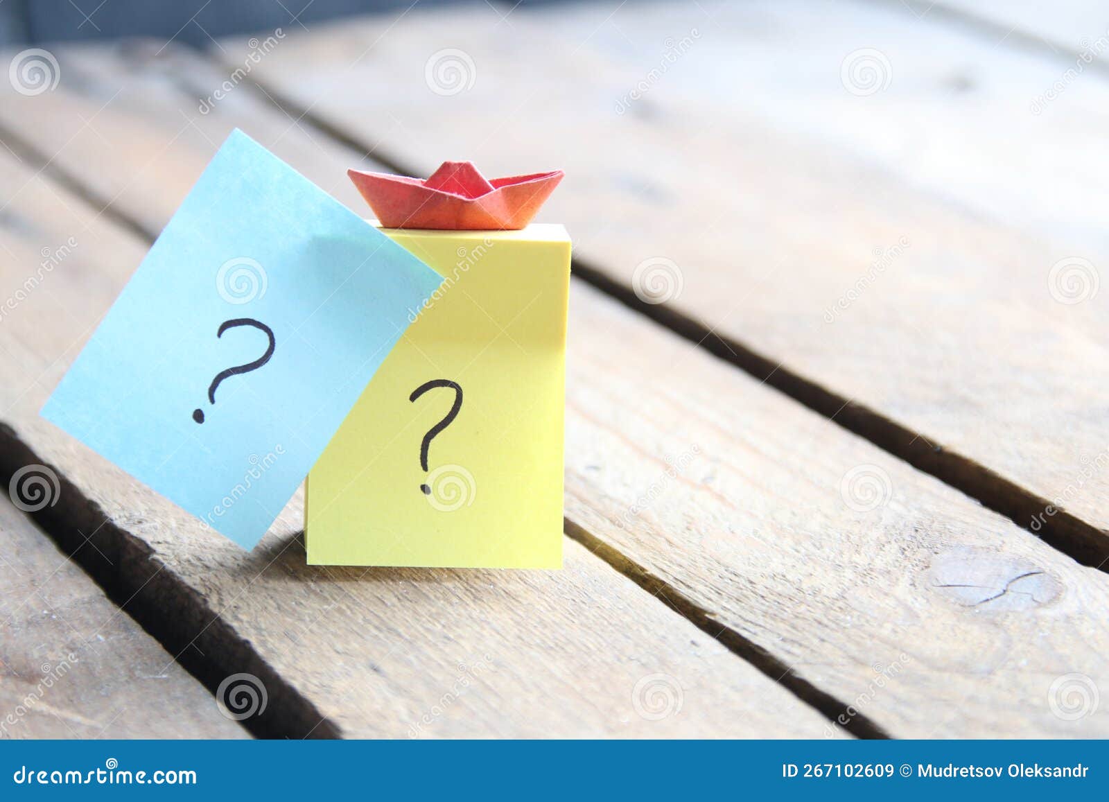 Question Marks on Cards on a Wooden Background Stock Image - Image of ...