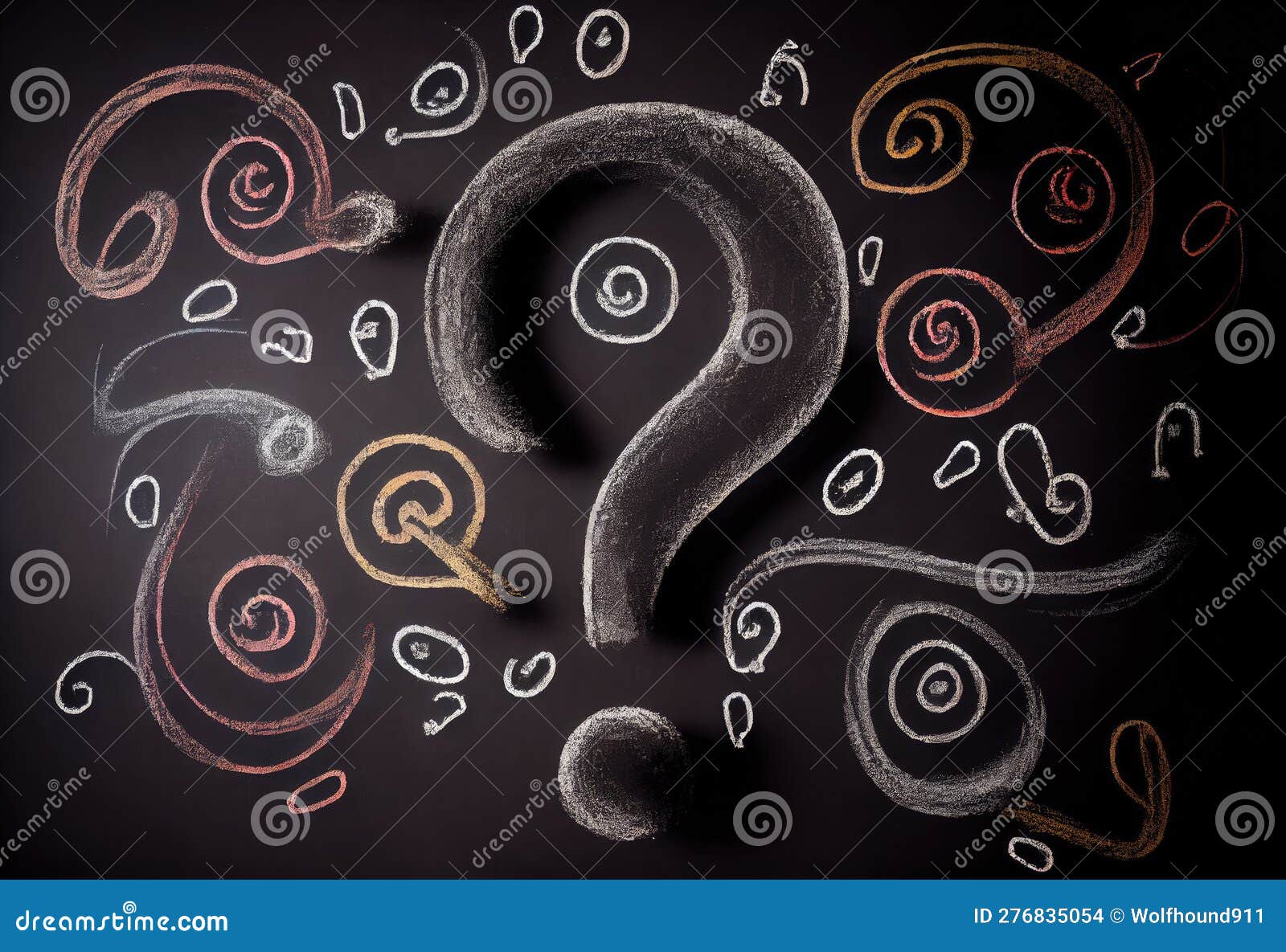 Question Marks Chalk Drawing on Blackboard Background . Generate Ai ...