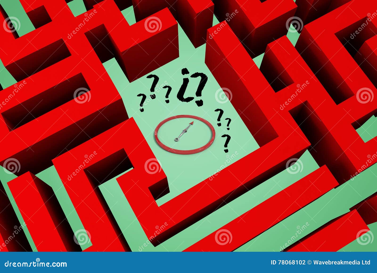 Question Marks and Clock in Maze Centre Stock Illustration ...