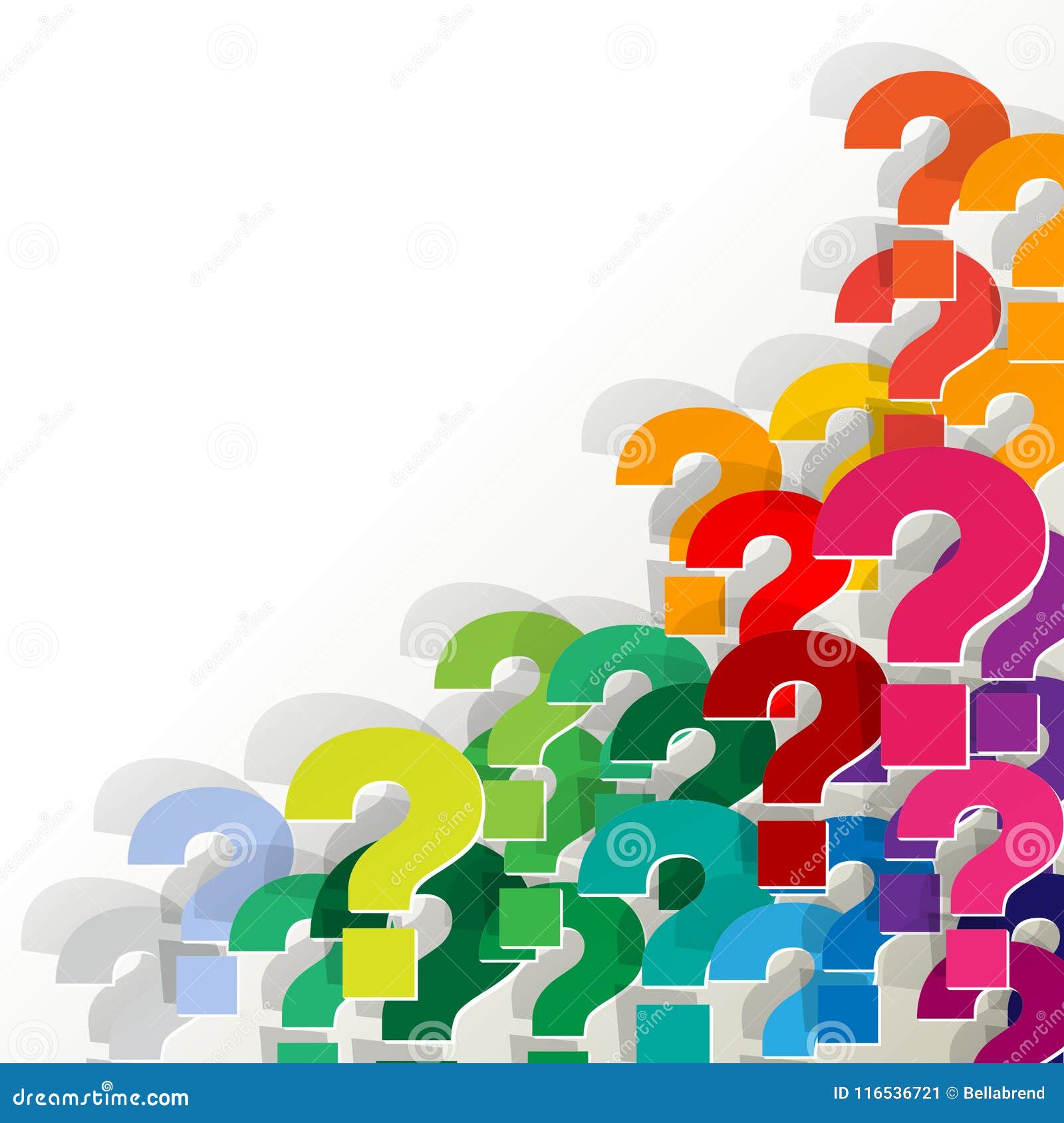 Question Marks Colorful in the Corner on a White Background Stock ...
