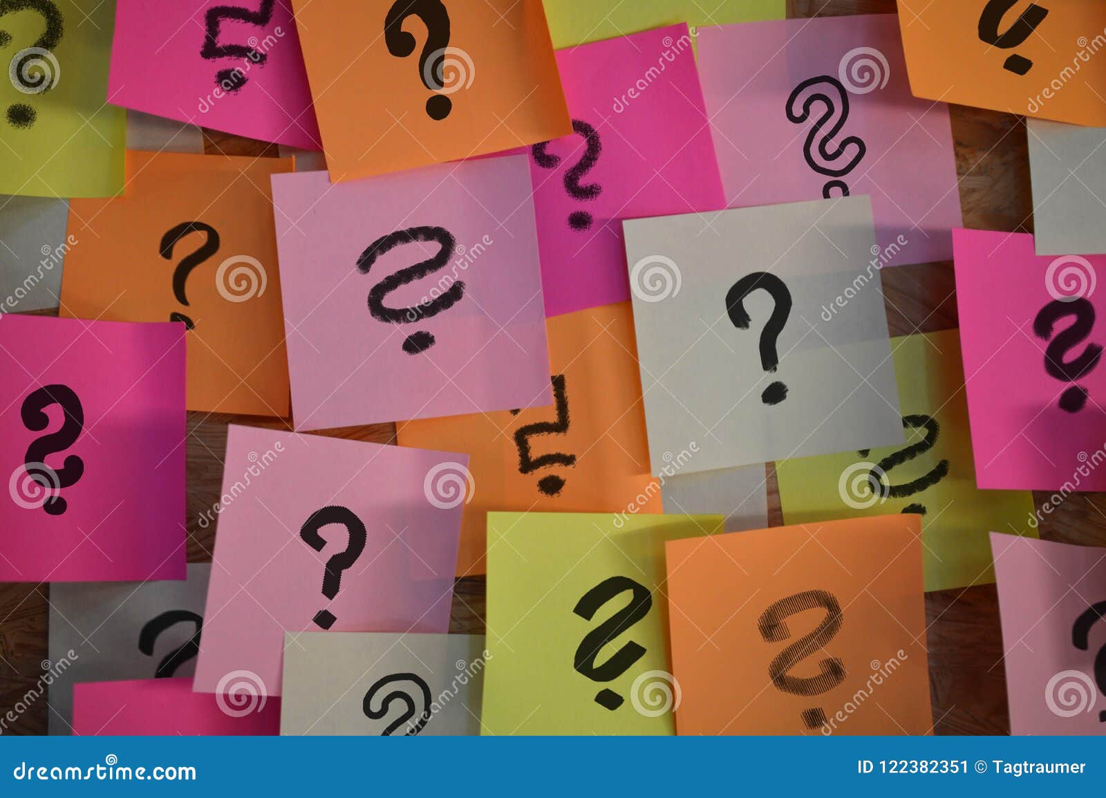 Question Marks on Colorful Sticky Notes Stock Image - Image of colored ...