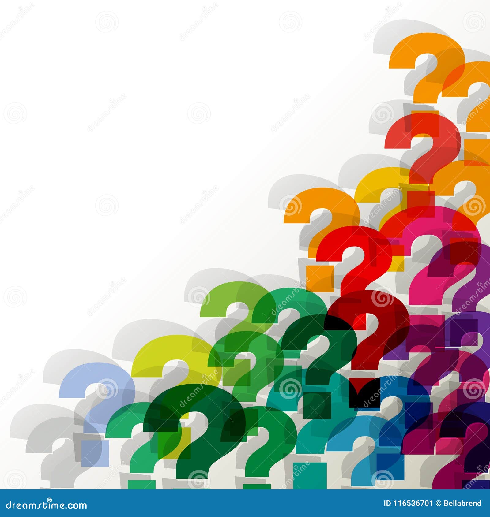 Question Marks Colorful Transparent in the Corner on a White Background ... Question Marks Colorful Transparent in the Corner on a White Background ...