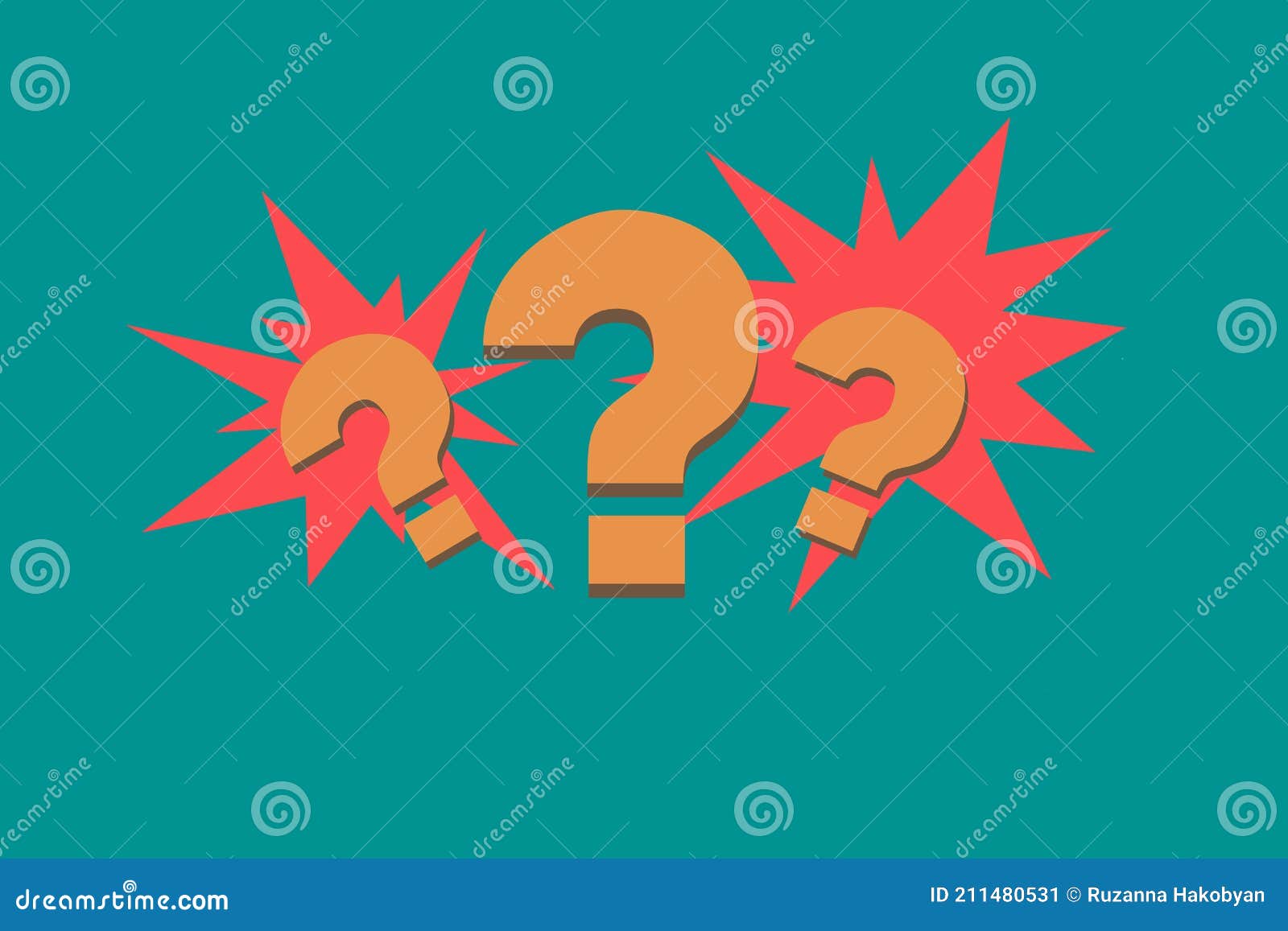 Question Marks in Comic Style. Colored Question Marks on a Blue ...