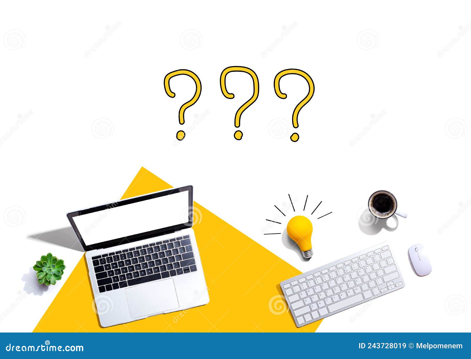 Question Marks with Computers and a Lightbulb Stock Illustration ...