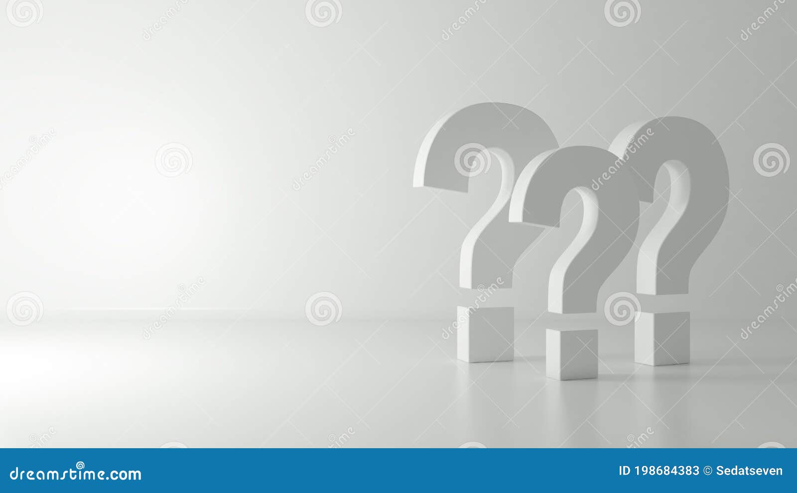 Question Marks Concept in Gray Empty Room 3D Rendering Stock ...