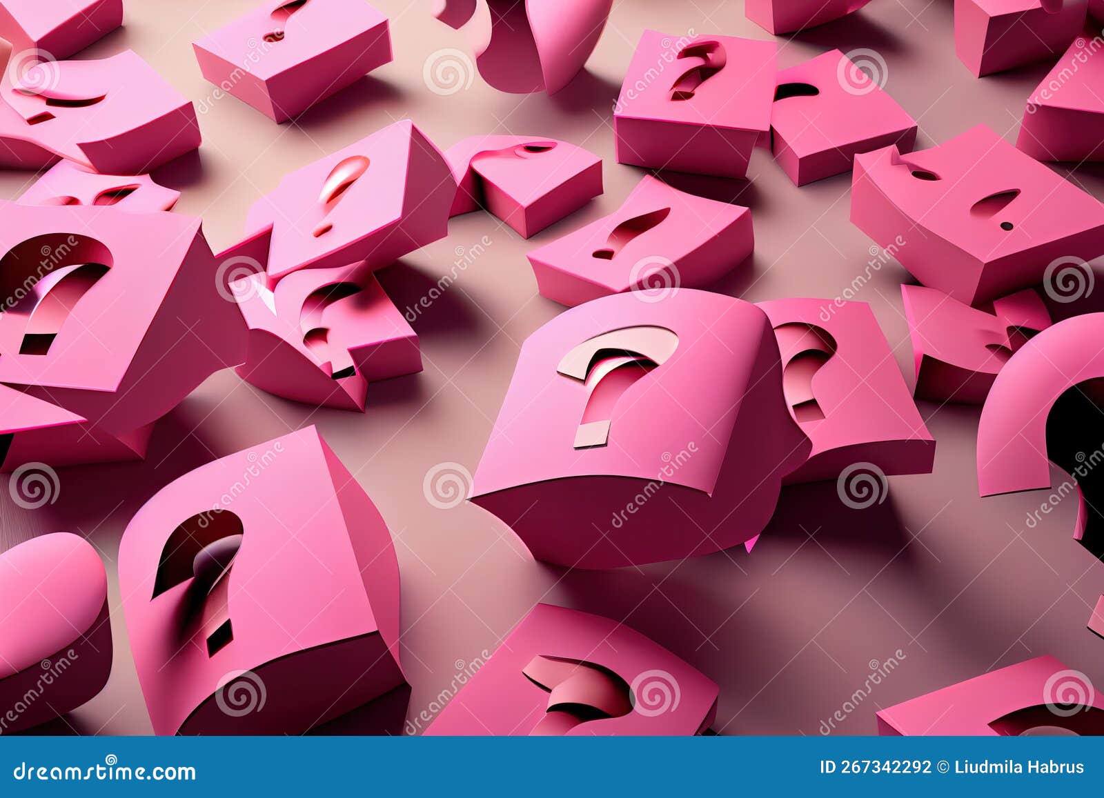 Question Marks Cut Out of Pink Paper 3d Illustration. Generative AI ...