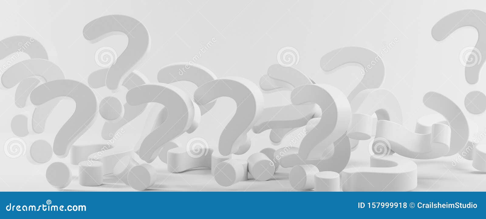 Question Marks 3d-illustration Light Grey Backdrop Stock Illustration ...