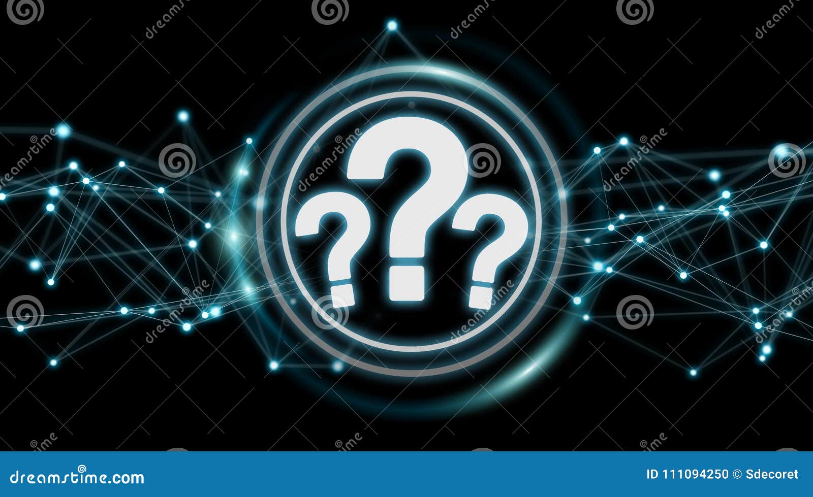 Question Marks Digital Interface 3D Rendering Stock Illustration ...