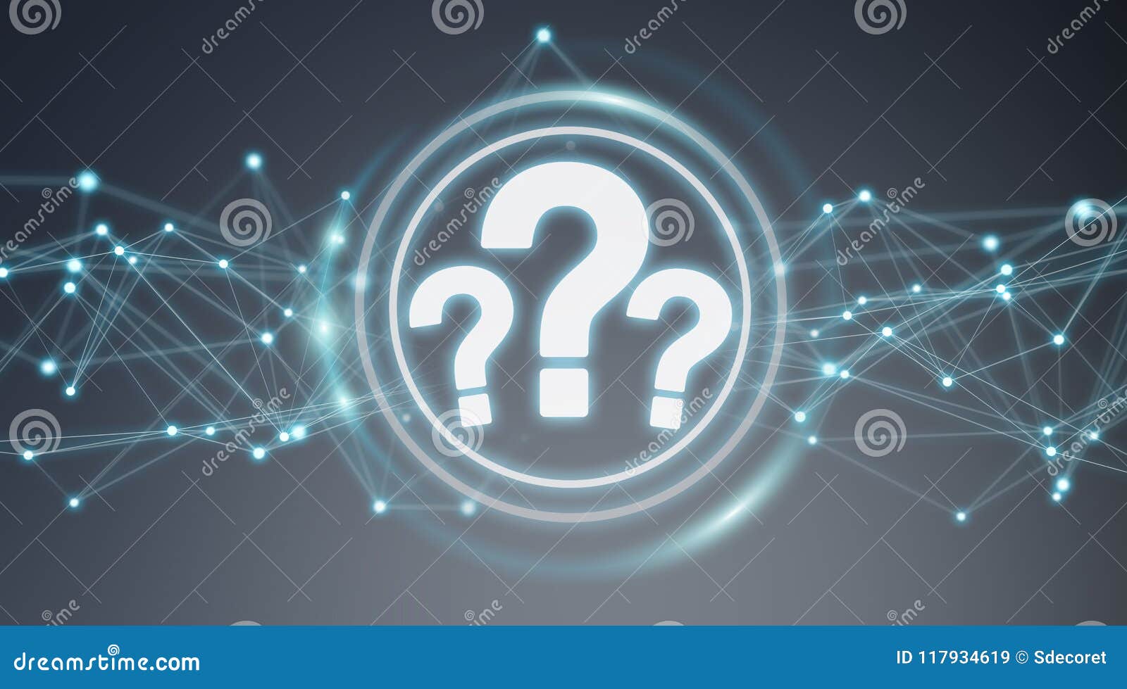 Question Marks Digital Interface 3D Rendering Stock Illustration ...