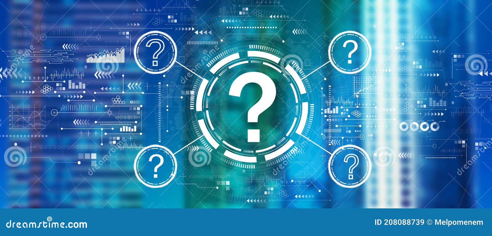 Question Marks with Downtown Skyline Stock Illustration - Illustration ...