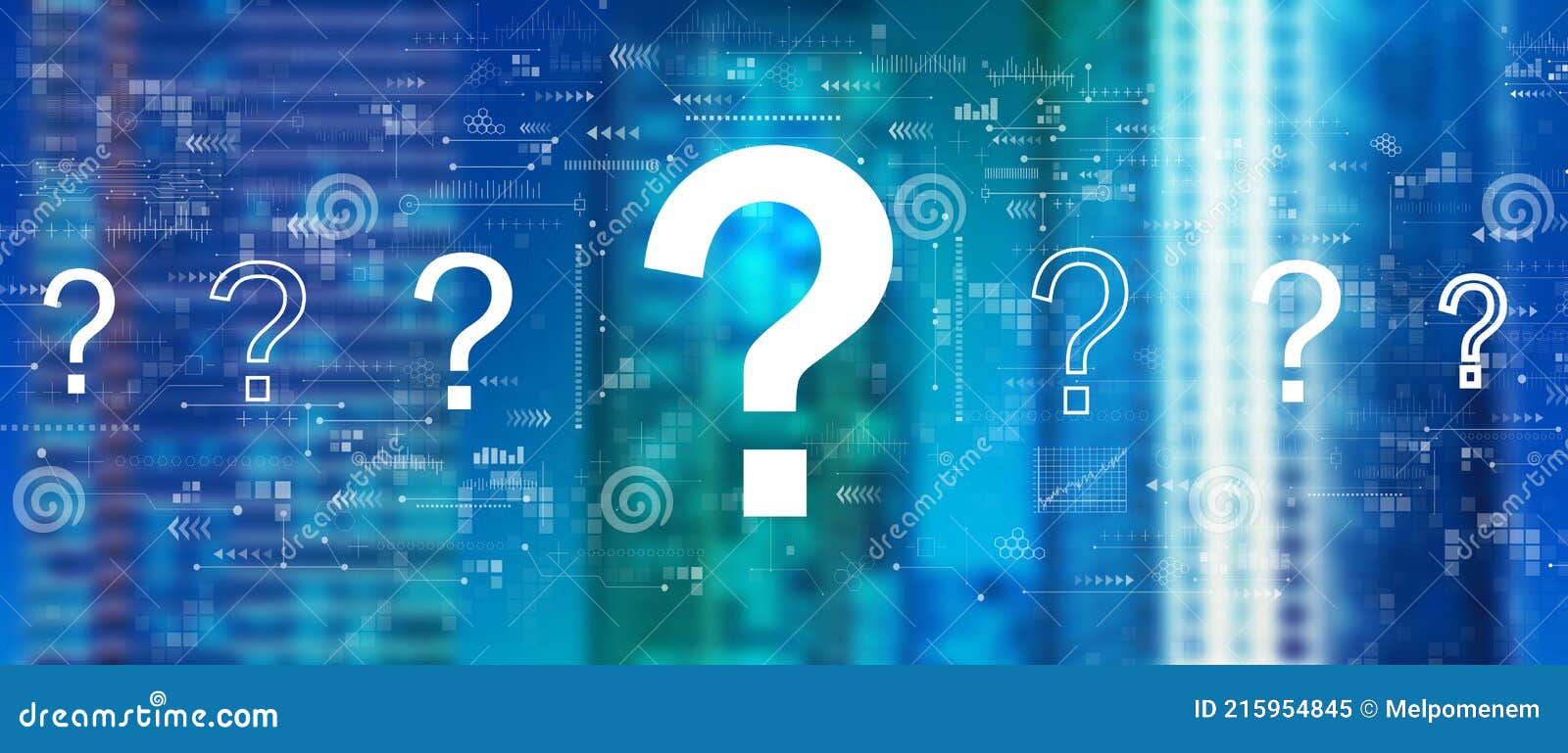 Question Marks with Downtown Skyline Stock Illustration - Illustration ...