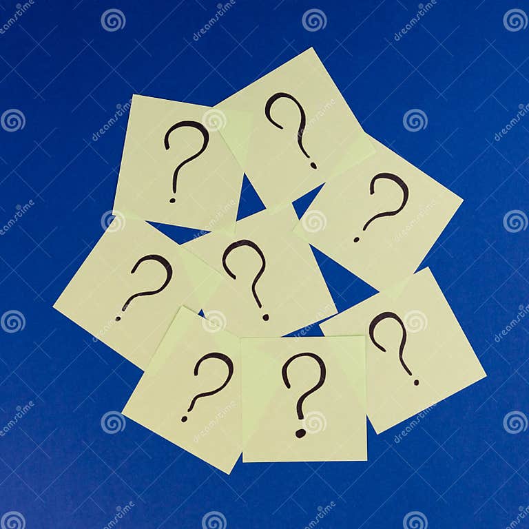 Question Marks Drawn on Sticky Notes. Idea, Inspiration and Creative ...