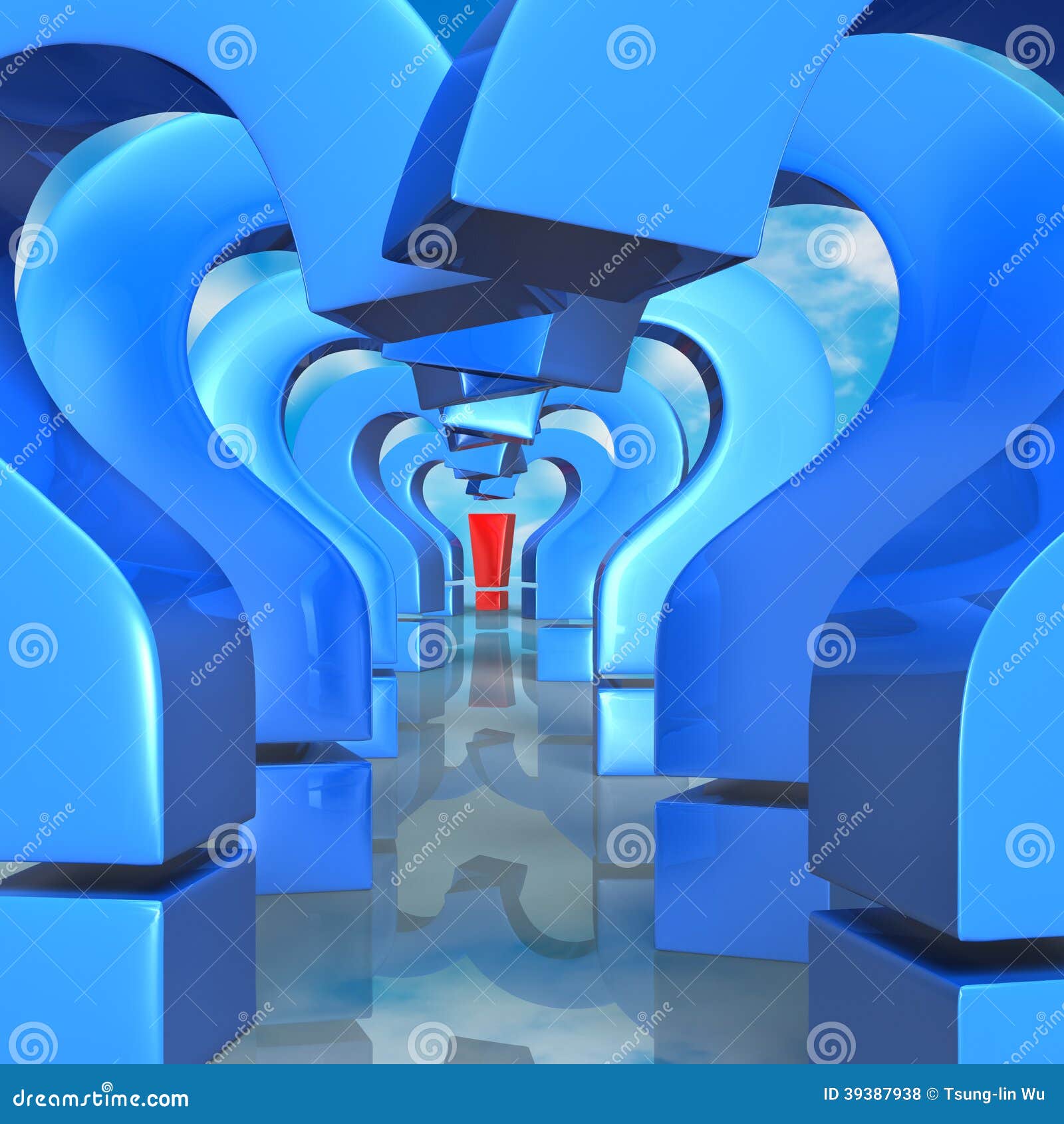 Question Marks with Exclamation and Blue Sky Stock Illustration ...