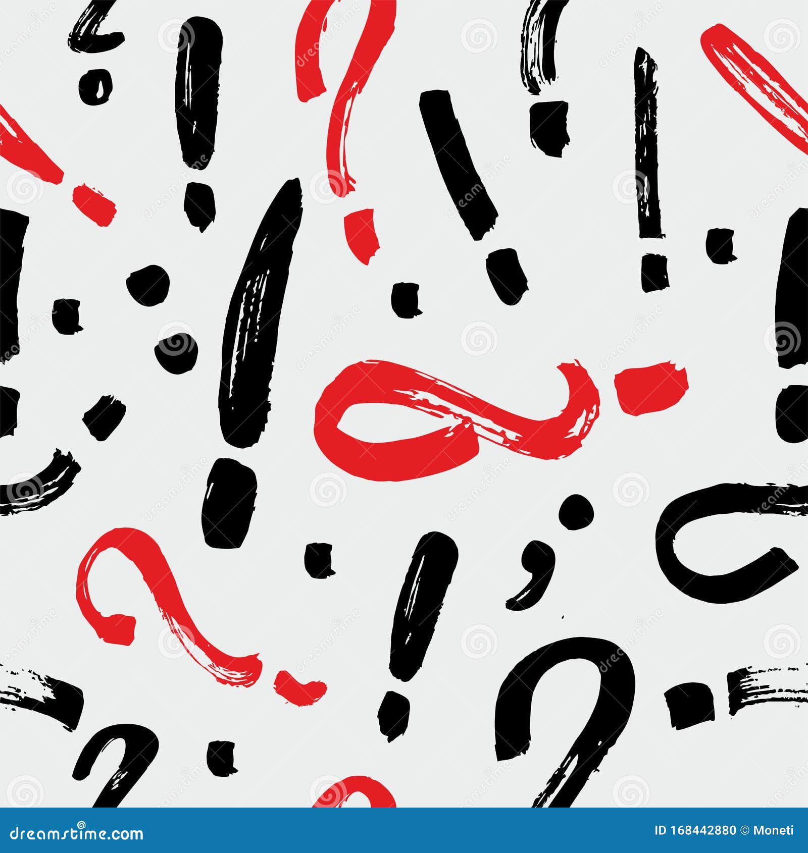 Question Marks and Exclamation Marks Seamless Pattern. Brush Drawings ...