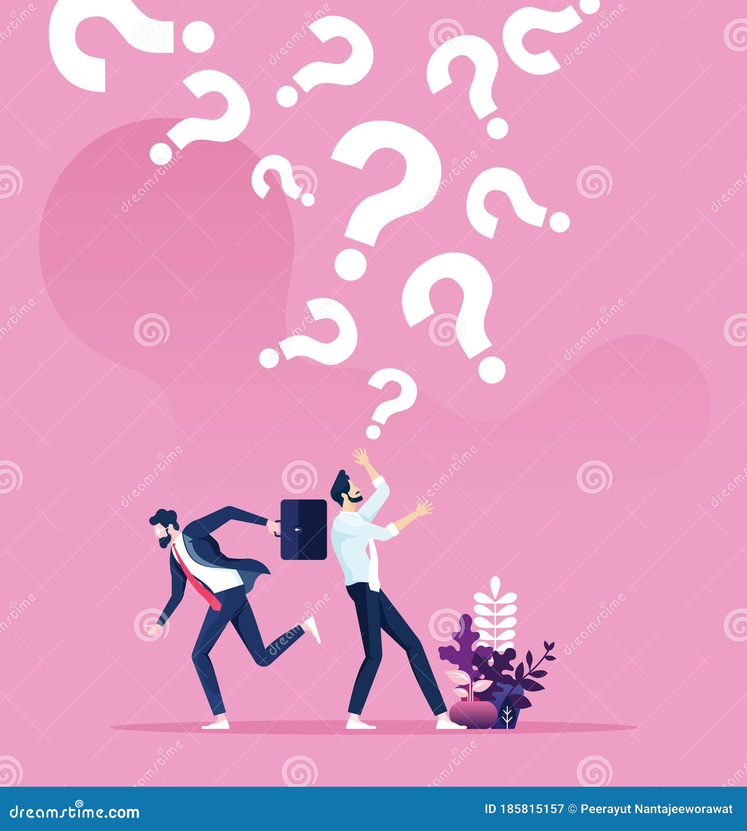 Question Marks Falling on a Businessman. Business Concept Vector Stock ... Question Marks Falling on a Businessman. Business Concept Vector Stock ...