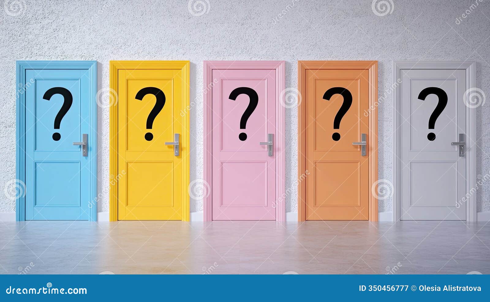 Question Marks on Five Doors of Different Colors. Choice and ...