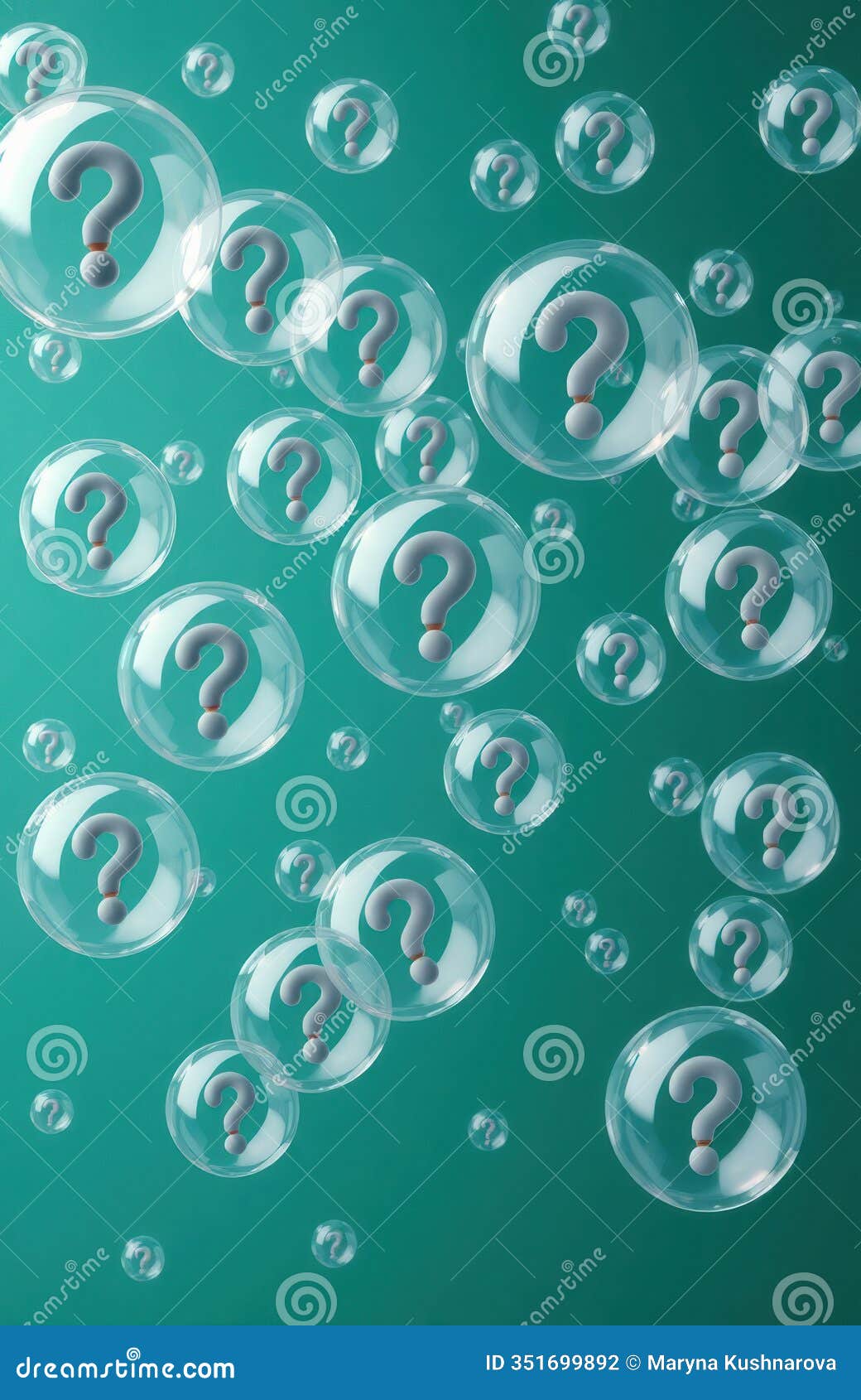 Question Marks Float in Transparent Bubbles Against Teal Background ...